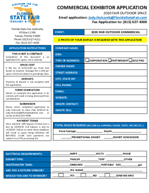 Fillable Online COMMERCIAL EXHIBITOR APPLICATION Fax Email Print ...