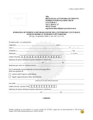 Fillable Online Modulo verifica dichiarazione beni mobili - Modulistica ...