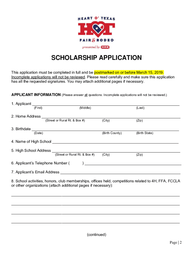 Fillable Online List of Scholarship Application Documents - Admission ...
