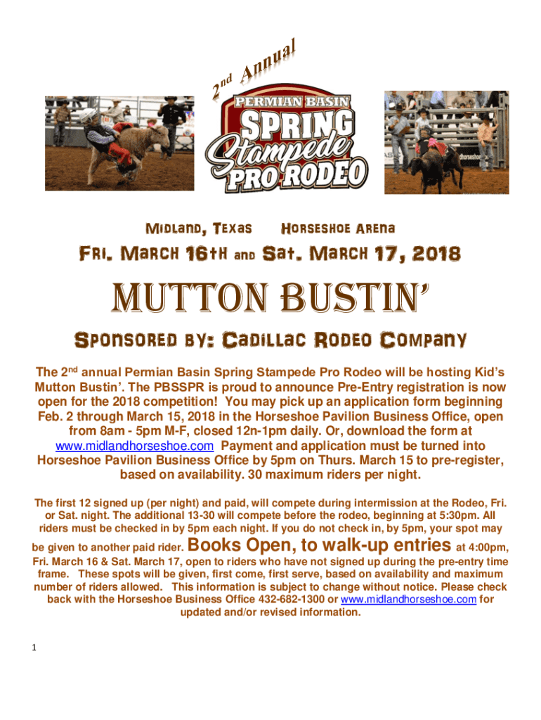 Fillable Online Permian Basin Spring Stampede Rodeo Welcomes Ronald ...