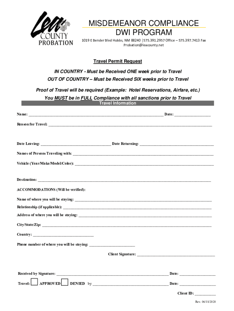 Fillable Online Lea County Dwi Program, 1019 E Bender Blvd, Hobbs, NM, City Government ... Fax ...