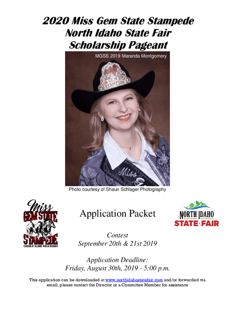 Fillable Online Miss Gem State Stampede - North Idaho State Fair Fax Email Print - pdfFiller