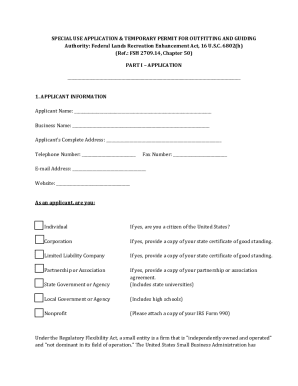 Fillable Online SPECIAL USE APPLICATION & TEMPORARY PERMIT FOR ...
