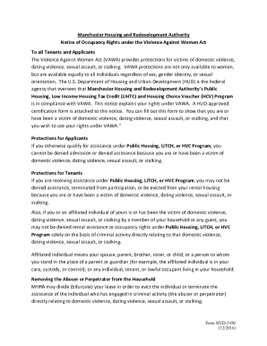 Fillable Online Notice of Occupancy Rights under the Violence Against ...