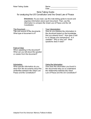 Fillable Online Note-Taking Guide for analyzing the US Constitution and ...