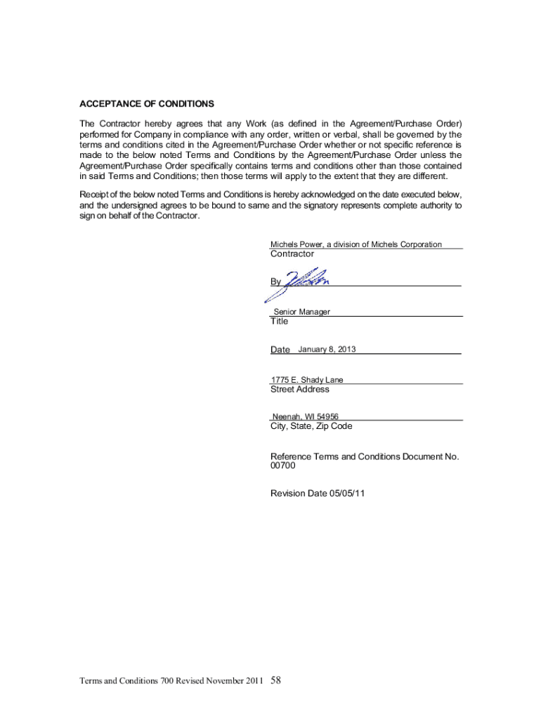 Fillable Online ACCEPTANCE OF CONDITIONS Sample Clauses - Law Insider ...