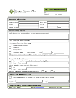 Fillable Online PSU Space Request Form Fax Email Print - pdfFiller