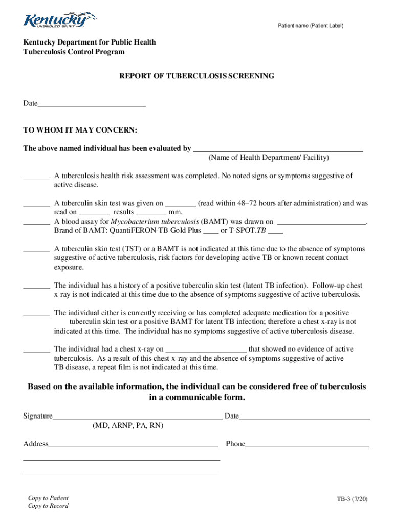 Fillable Online chfs ky Kentucky Department For Public Health ...