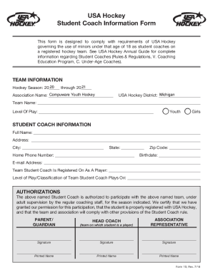 Fillable Online cdn2.sportngin.com packetstudentcoachUSA Hockey Student ...