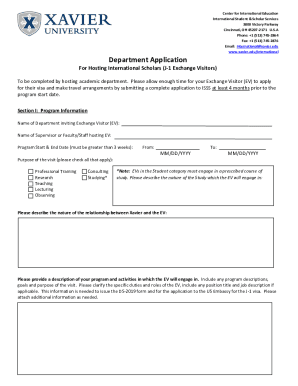 Fillable Online Department Application - Xavier University Fax Email ...