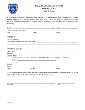 Fillable Online Insurance Certificate Request Form ...