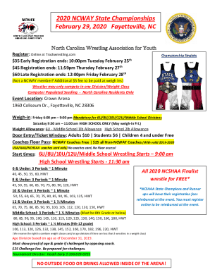 Fillable Online Wrestling Tournaments Detail View: NCWAY 2020 State ...