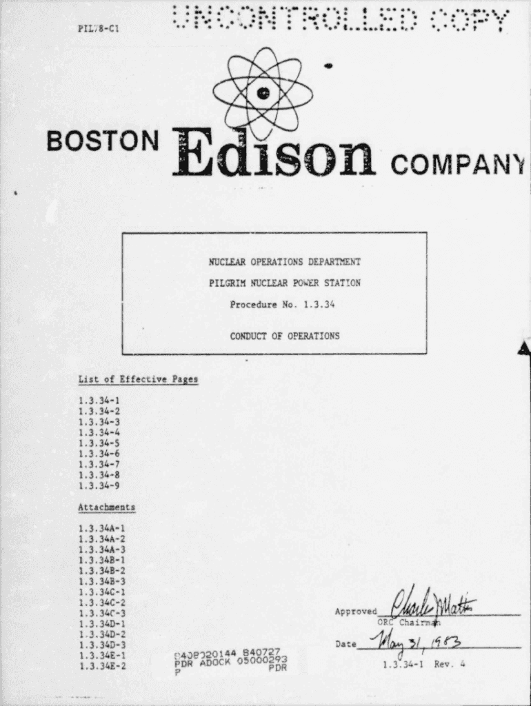 Fillable Online Rev 4 to Procedure 1.3.34, "Conduct of Operations." Fax ...