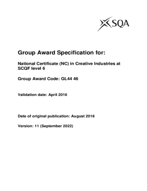 Fillable Online SQA National CertificateUCAS Qualification InformationNC Creative Industries at ...