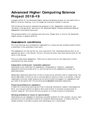 Fillable Online Advanced Higher Computing Science Project 201819 - SQA Fax Email Print - pdfFiller