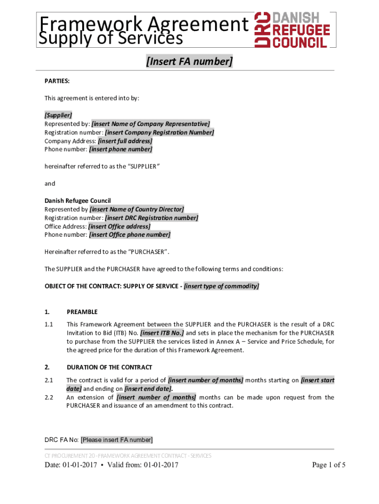 Fillable Online What Is a Framework Agreement and How Does One Work ...