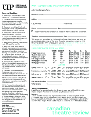 Fillable Online ctr.utpjournals.presspb-assetsutorontoPRINT ADVERTISING ...