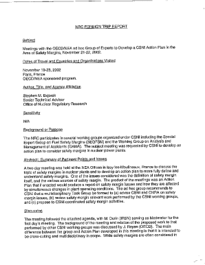 Fillable Online NRC FOREIGN TRIP REPORT Fax Email Print - pdfFiller