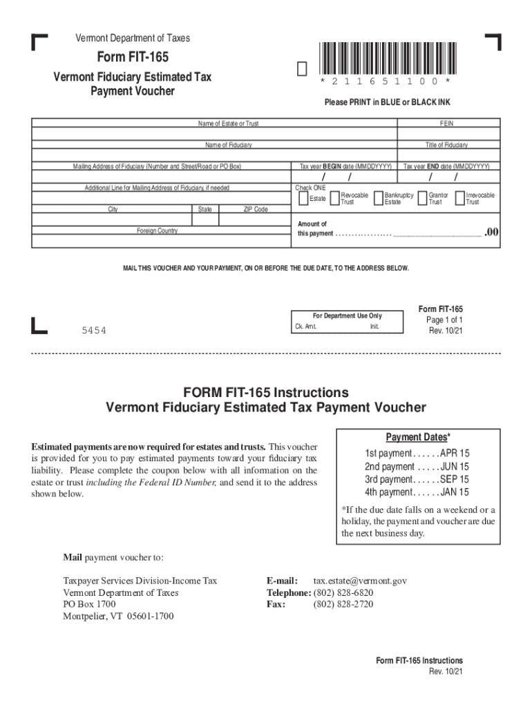 Fillable Online tax vermont tax.vermont.gov document 2021-form-fit ...