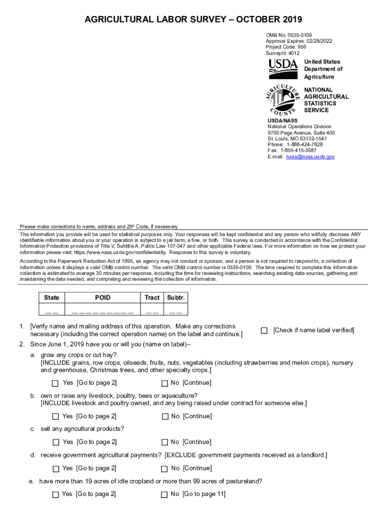 Fillable Online USDA - National Agricultural Statistics Service ...