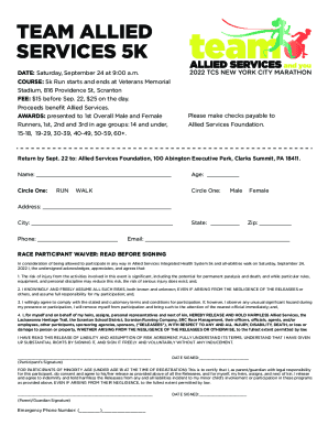 Fillable Online 5K registration form Fax Email Print - pdfFiller