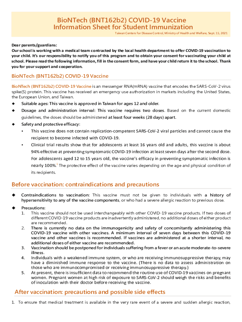 Fillable Online BioNTech (BNT162b2) COVID-19 Vaccine Information Sheet ... Fax Email Print ...