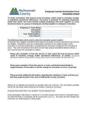 Employee Recognition Award Nomination Template - JotEmployee ...