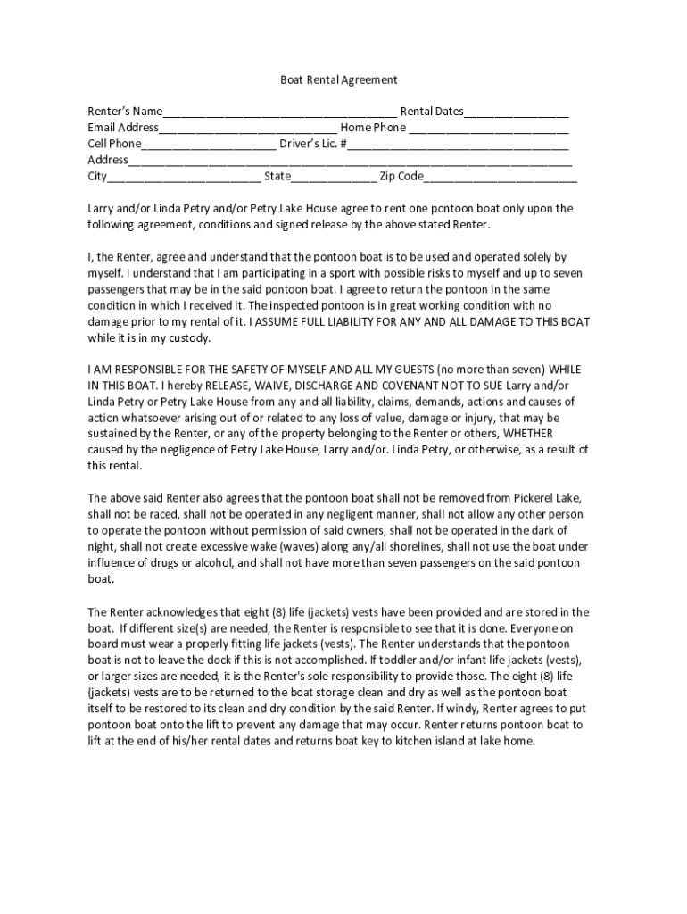 Fillable Online Boat Rental Agreement - Sign TemplatesJotform Fax Email ...