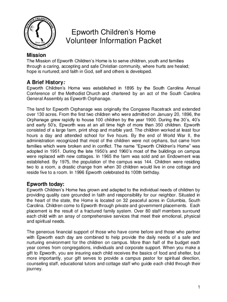 Fillable Online Mission & Vision - Epworth Children's HomeEPWORTH ...