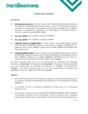 Fillable Online Shareholder Agreement - Sample, Template - Word and PDF Fax Email Print - pdfFiller