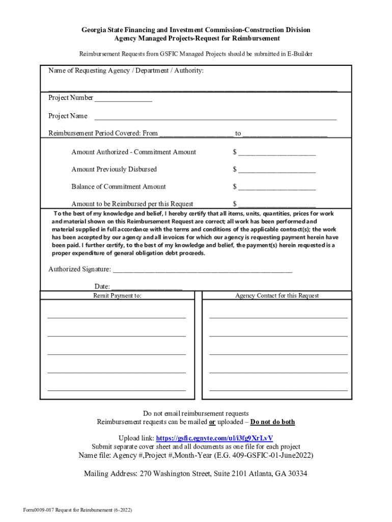 Fillable Online gsfic georgia Request for Reimbursement Fax Email Print ...