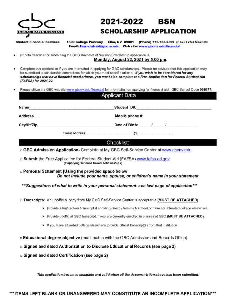 Fillable Online Great Basin College: Campuses - Elko Campus Fax Email ...