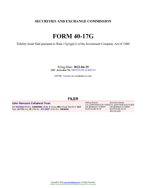Fillable Online Filing of Joint Fidelity Bond Pursuant to Rule 17g-1 - SEC Fax Email Print ...