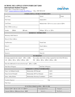 Fillable Online sd79.bc.cadocuments2017SCHOOL BUS APPLICATION FORM 2017 ...