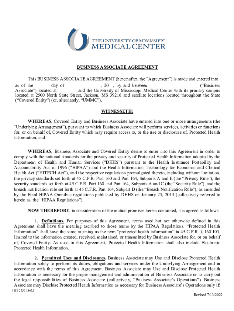 Fillable Online Business Associate Agreement (BAA agreement ...