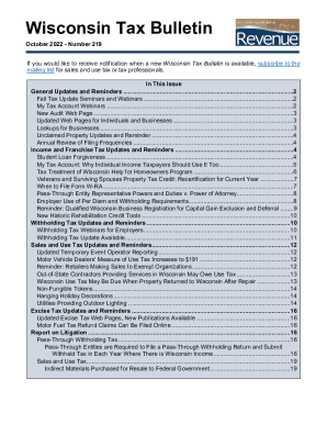 Fillable Online DOR Wisconsin Tax Bulletins (WTBs)Wisconsin Income Tax ...