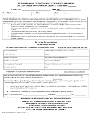 Fillable Online Prescription Medication Authorization and Consent Form ...