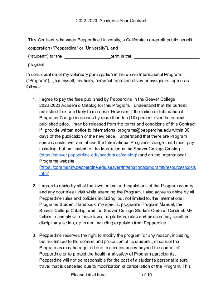 Fillable Online community pepperdine FINAL AY22-23 Paper Contract Fax Email Print - pdfFiller