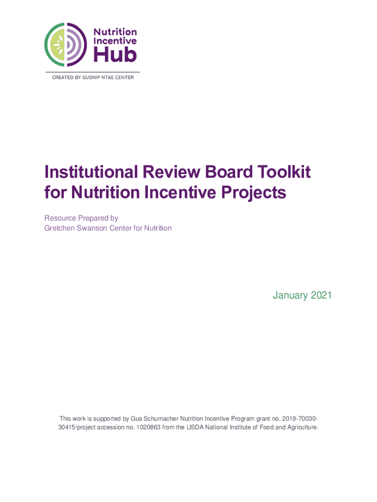 Fillable Online IRB Toolkit for Nutrition Incentive Projects Fax Email Print - pdfFiller
