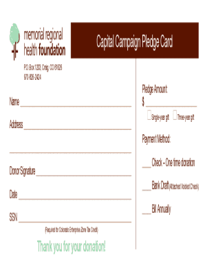 Fillable Online Church Capital Campaign Pledge Card Samples Fax Email ...