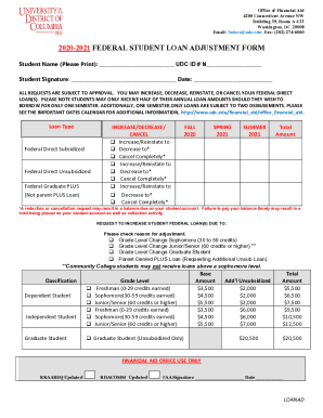 Fillable Online 20-21 Federal Student Loan Adjustment Form Fax Email ...