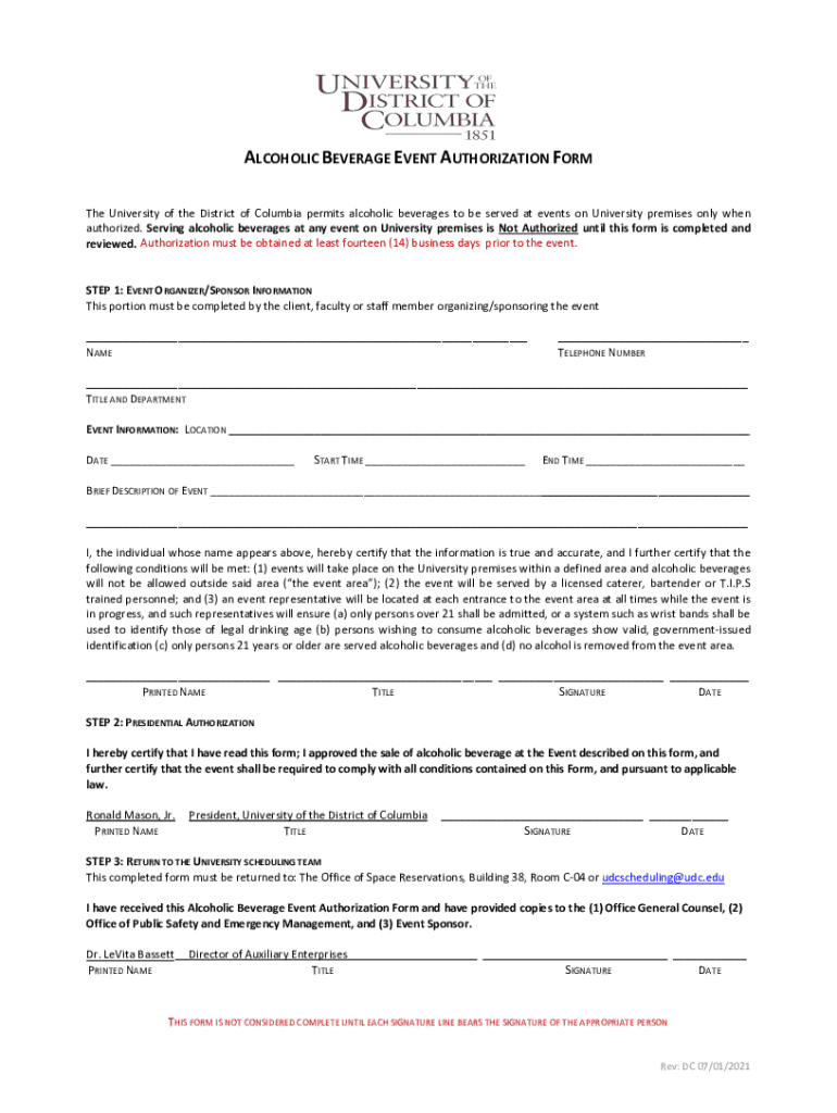 Fillable Online Event AuthorizationAlcoholic Beverage Control - CaliforniaATC: Alcohol Beverage ...