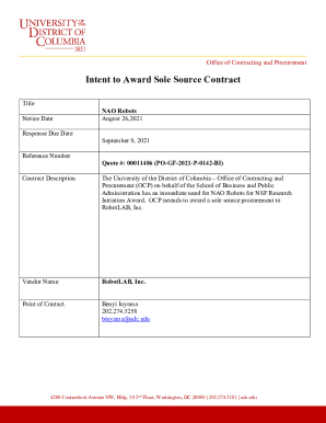 Fillable Online Office of Contracting and Procurement UDC University of ...