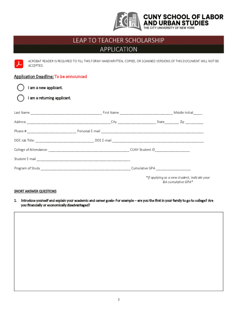 Fillable Online slu.cuny.edu06Leap-to-Teacher-ApplicationLeap to ...