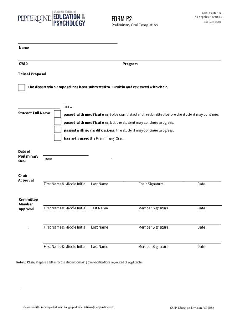 Fillable Online community pepperdine FORM P2 - Pepperdine Community Fax Email Print - pdfFiller
