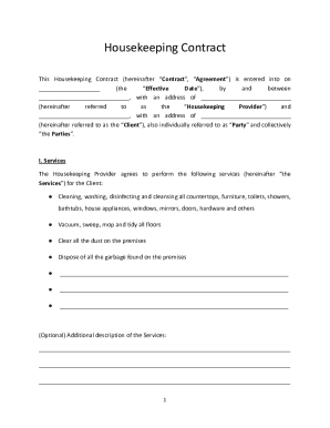 Fillable Online Free Housekeeping Contract Template - Get 2022 Sample ...