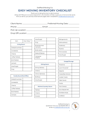 Fillable Online todochecklists.commoving-inventory-checklistGood Moving ...