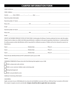 Fillable Online 2022 KHC Camper Child Registration Form Fax Email Print ...