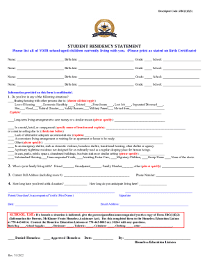 Fillable Online STUDENT RESIDENCY STATEMENT - Paulding County School ...