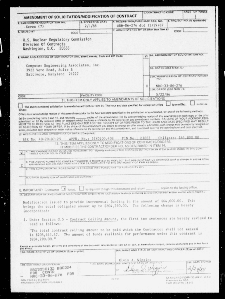 Fillable Online 1. CONTRACT 10 CODE ' AMEN'DMENT OF SOLICITATION ...